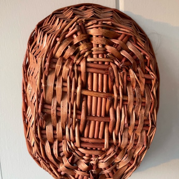 Hand Crafted | Accents | Red Wicker Basket Country Storage Bin Bread ...